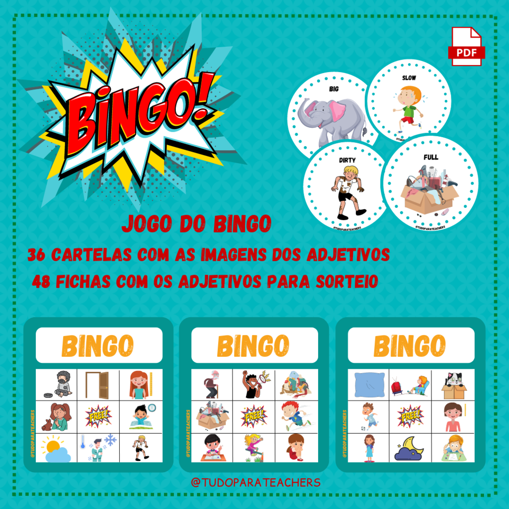 Bingo - Adjectives - Comprar em Tudo para teachers