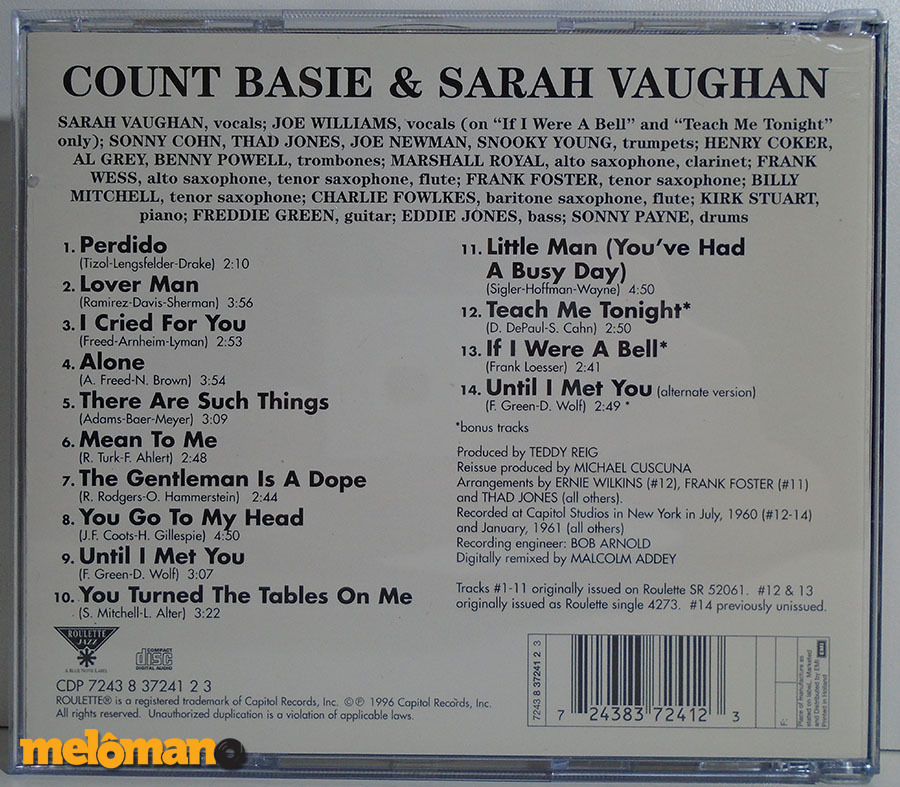 CD Count Basie e Sarah Vaughan - ST (1961) Perdido
