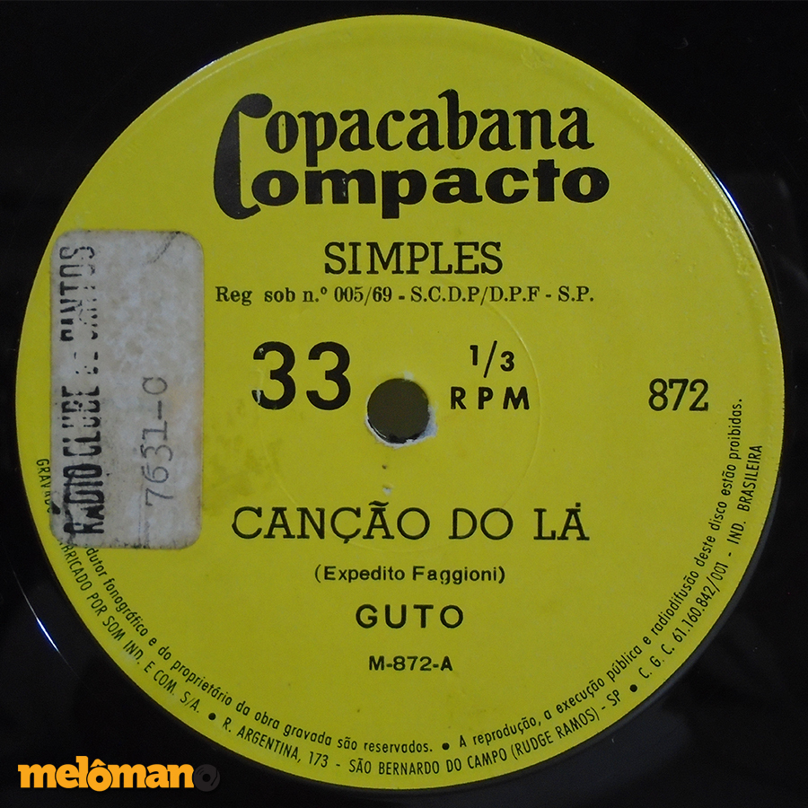 Vinil Guto / Guto e Moacyr Franco - Canção do Lá / Boa Noite