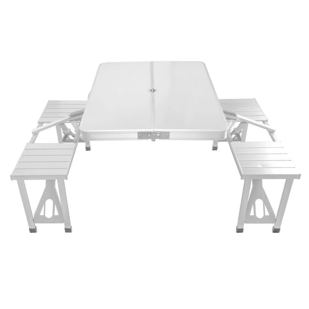 Mesa Plegable Kushiro Modelo "FSCI-P4BA" Con 4 Bancos Aluminio Para 2 ...