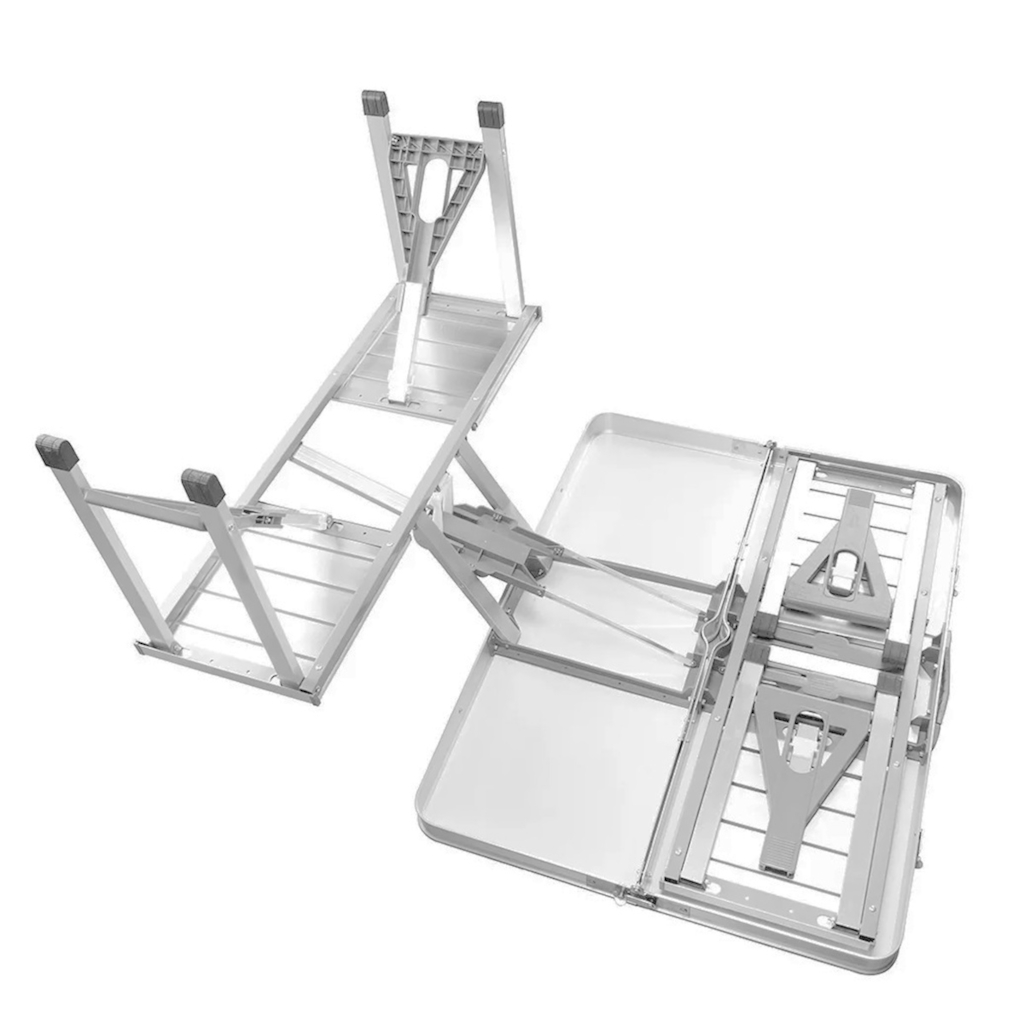Mesa Plegable Kushiro Modelo "FSCI-P4BA" Con 4 Bancos Aluminio Para 2 ...