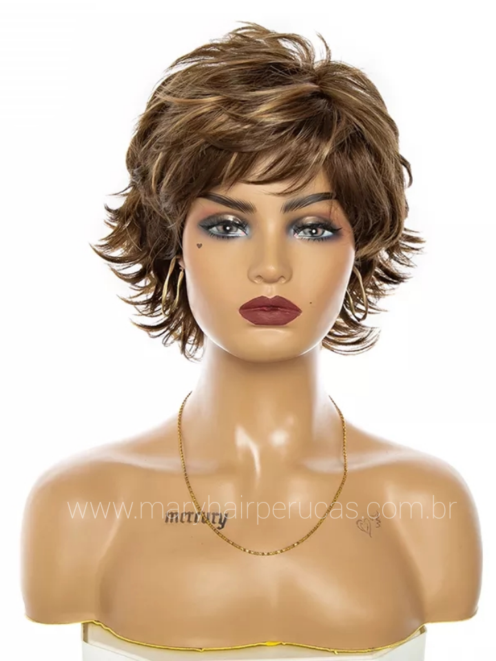 Wig Sheron Fibra Premium Ondulada Curta