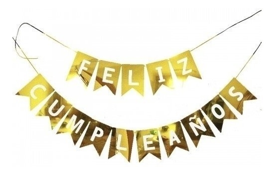Banderin Feliz Cumpleanos Premium Dorado Plateado Rosa Gold