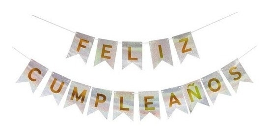 Banderin Feliz Cumpleanos Premium Dorado Plateado Rosa Gold