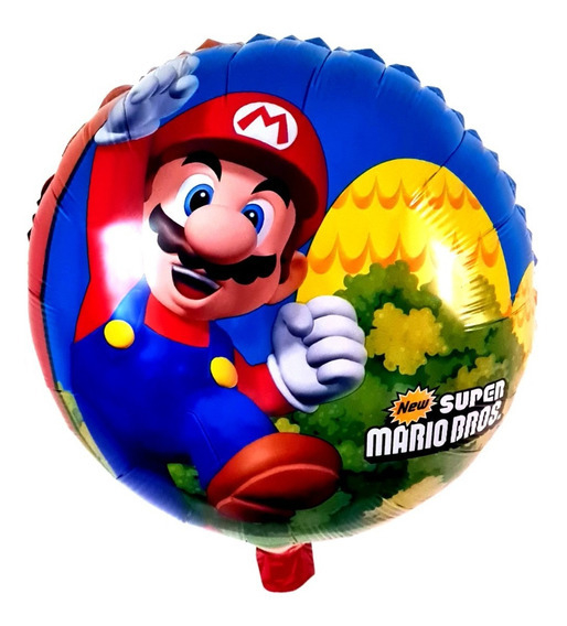 Globos Redondos Mario Bross Metalizados 45cm X5 Unidades