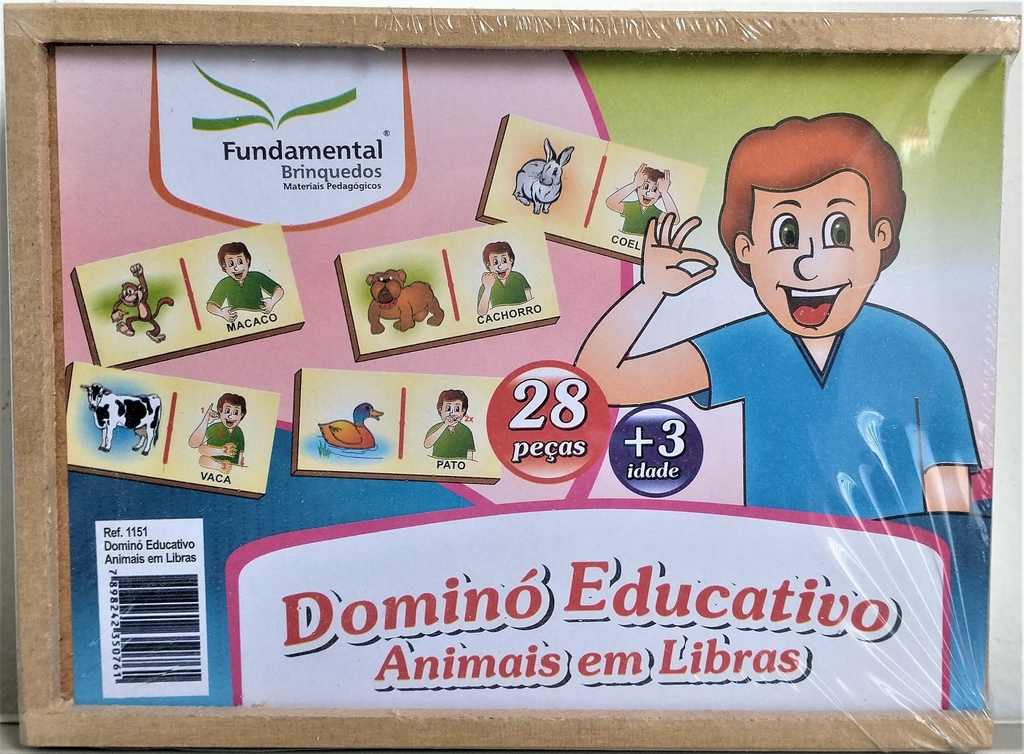 Dominó Educativo Animais em Libras - 28 peças