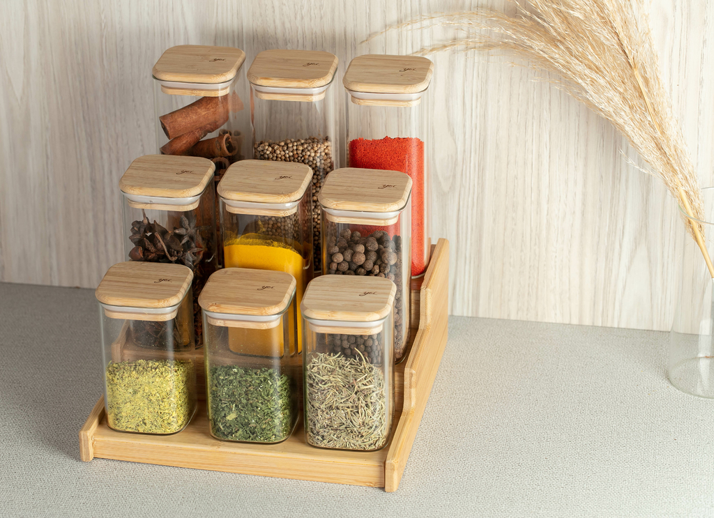 Porta Temperos Hermético | Bambu + Vidro - BRIZZE CASA