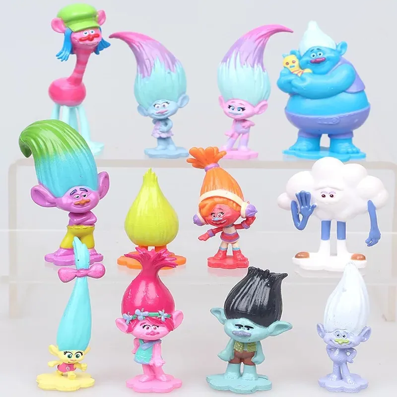 Conjunto 12 Miniaturas Trolls Personagens | DreamWorks