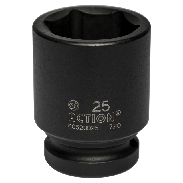Soquete Sextavado de Impacto 25mm Curto x 1/2 Pol