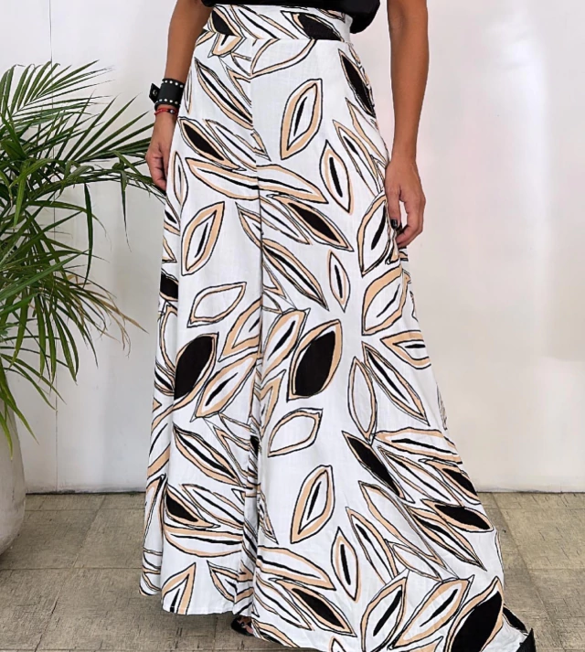 Pollera Pantalón Lino Estampado - Comprar en CHLOE