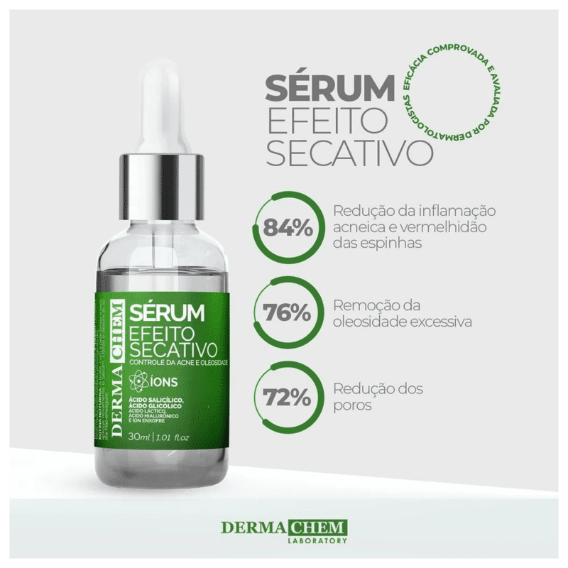Sérum Facial Dermachem 30ml - Efeito Secativo - Acne e Oleosidade