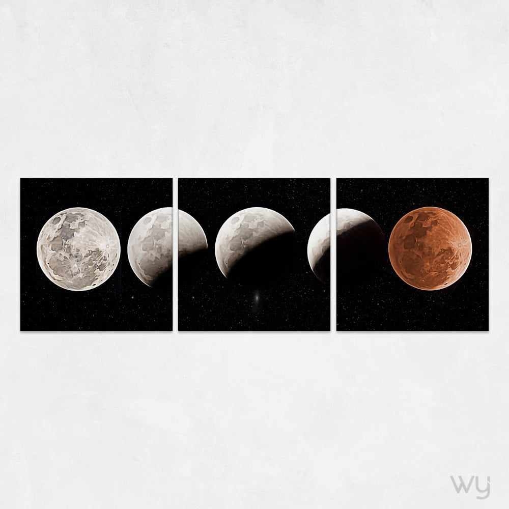 Quadro Fases da Lua kit três telas