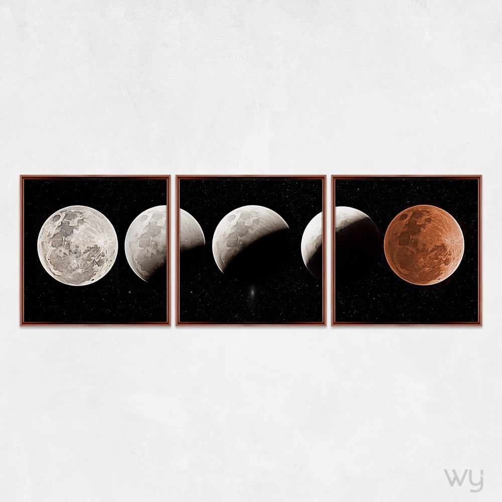 Quadro Fases da Lua kit três telas