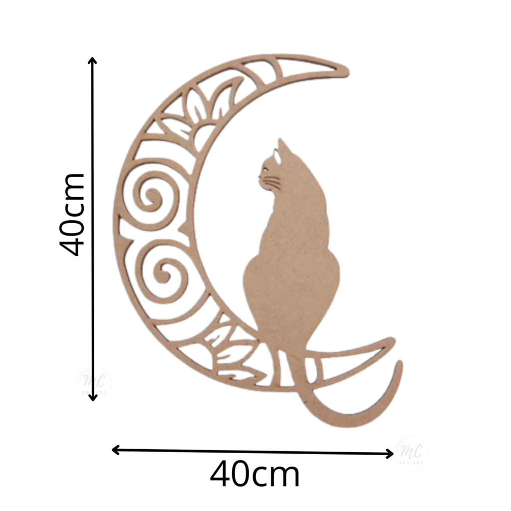 Recorte Lua Gato MDF - 40cm - Comprar em MC ARTIGOS MDF