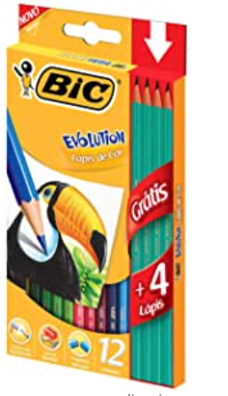 Lápis de Cor BIC Evolution, 12 cores + 4 Lápis de Escrever,