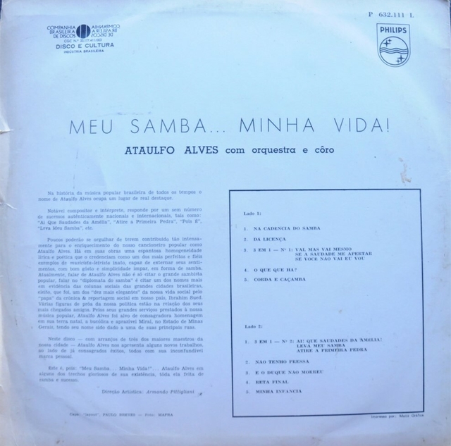 LP Ataulfo Alves – Meu Samba... Minha Vida (1962) (Vinil Usado)