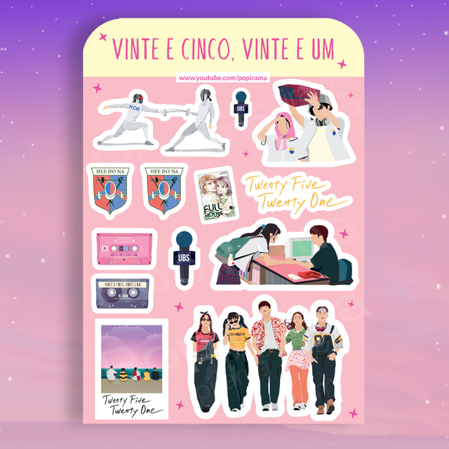 Cartela de Adesivos Twenty Five, Twenty One (Vinte e Cinco, Vinte e Um)