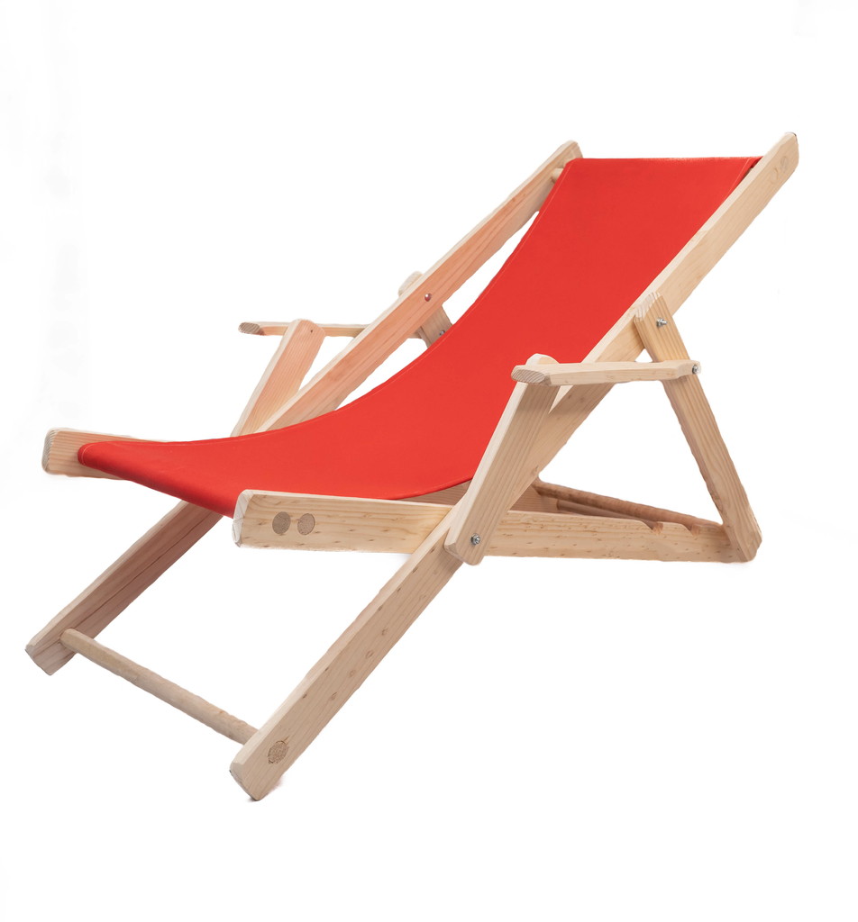 Silla de playa grande con lona lisa roja