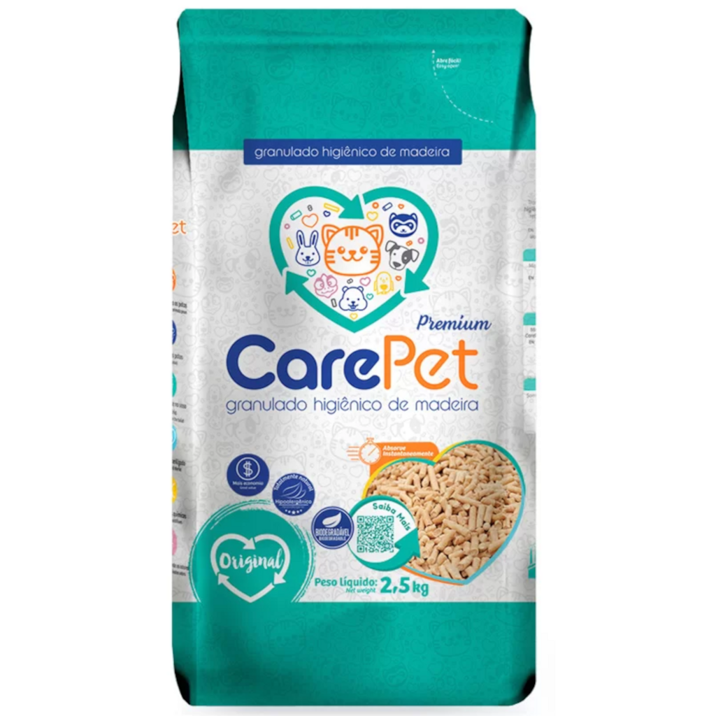 Areia Granulado De Madeira Carepet Original 2,5kg