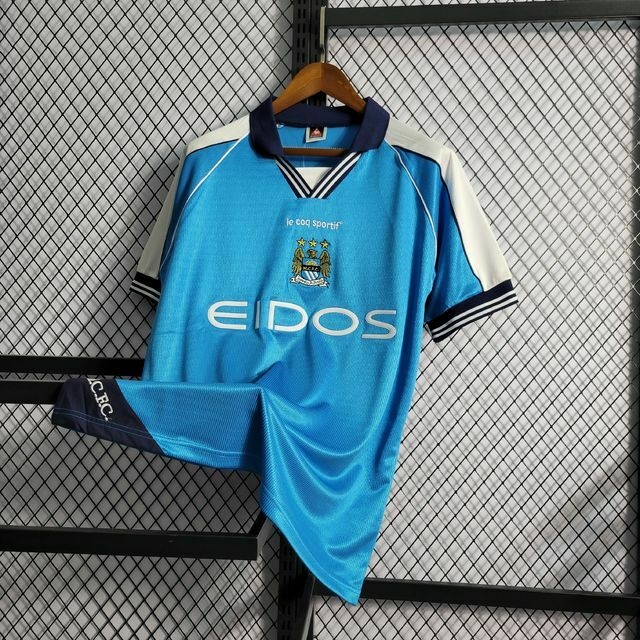 Camisa Retrô Manchester City 1999 Home Eidos - Azul