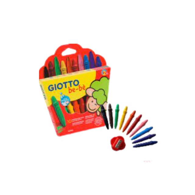 CRAYON GIOTTO BEBE 10 COLORES + SACAPUNTAS LAPIZ CERA