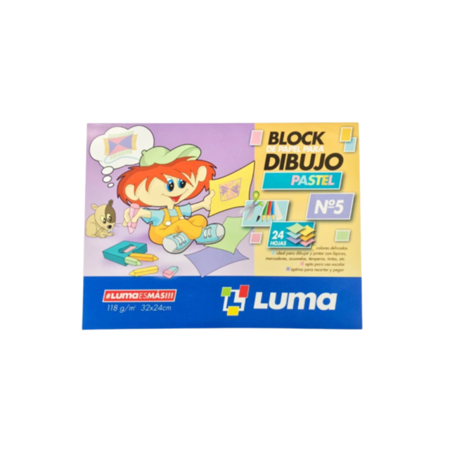 LUMA BLOCK DE DIBUJO N5 COLOR PASTEL X 24 HOJAS