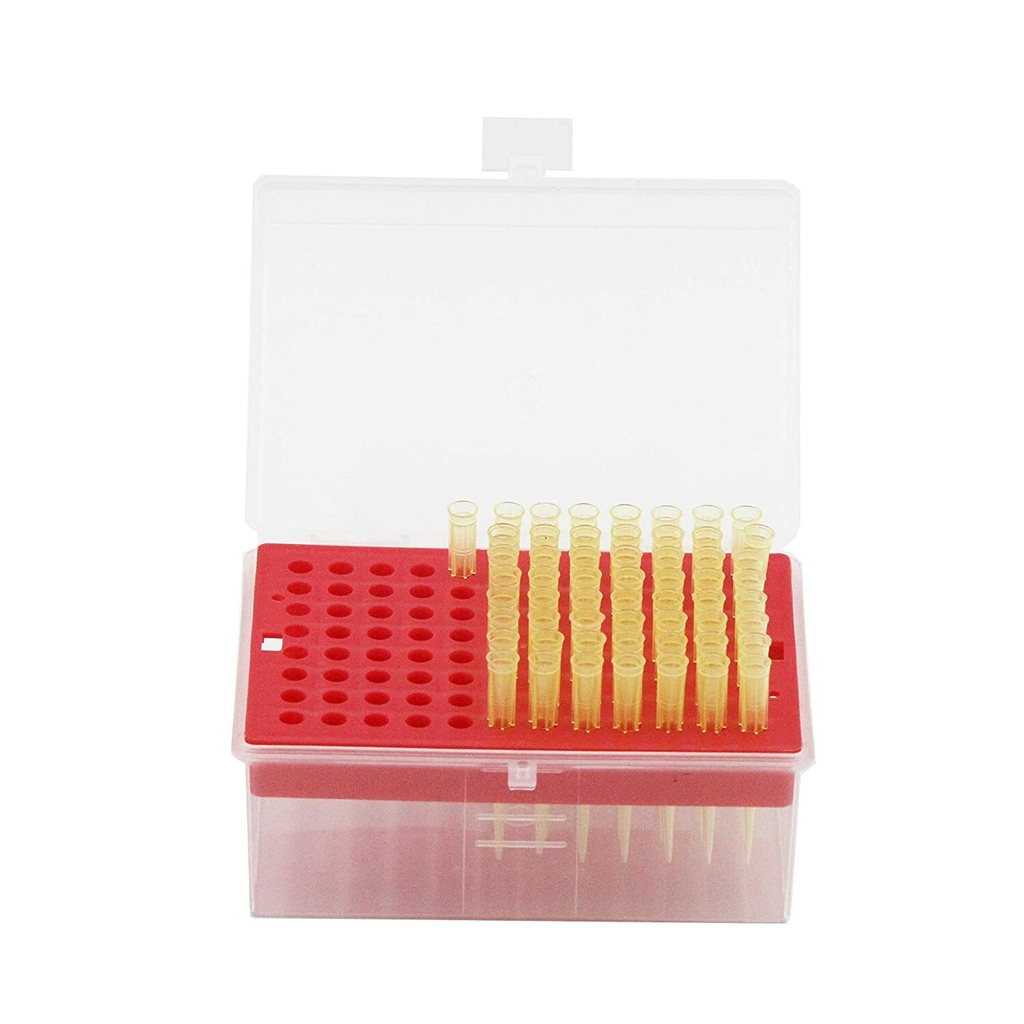 Tips amarillos sin corona, 200 uL, rack x 96 unidades