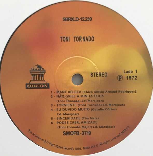 LP Toni Tornado - 1972 (2018) - Comprar em Rio Records