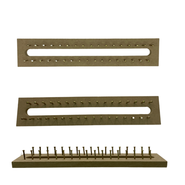 Telar rectangular con 34 postes