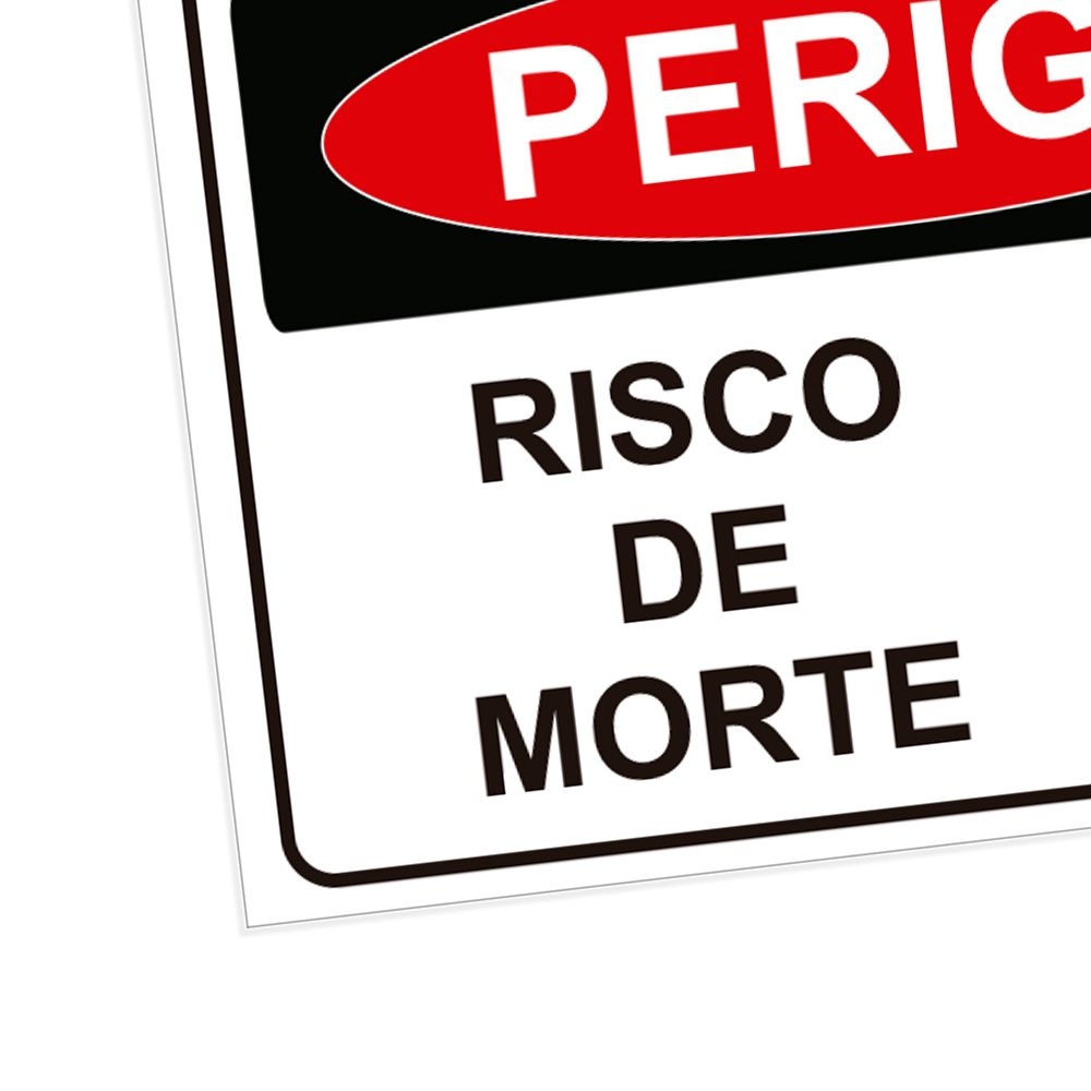 Placa de Sinalização Perigo Risco de Morte em Pvc