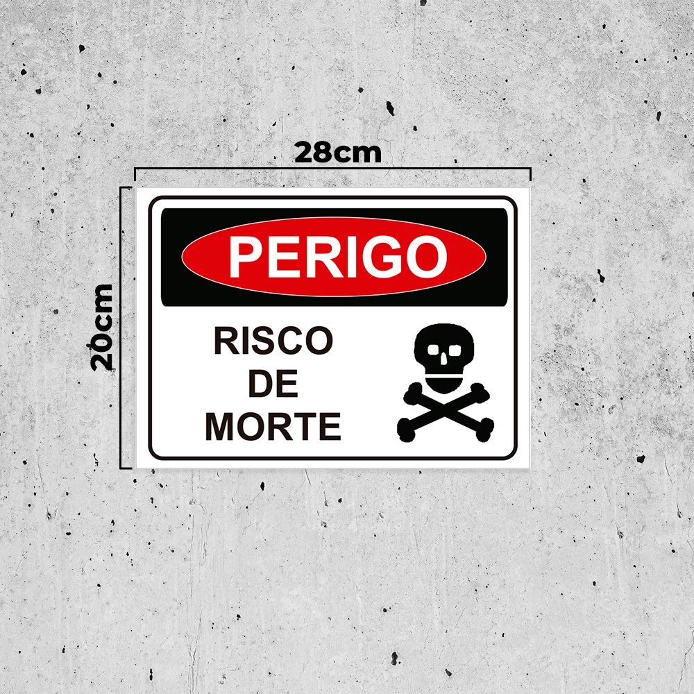 Placa de Sinalização Perigo Risco de Morte em Pvc