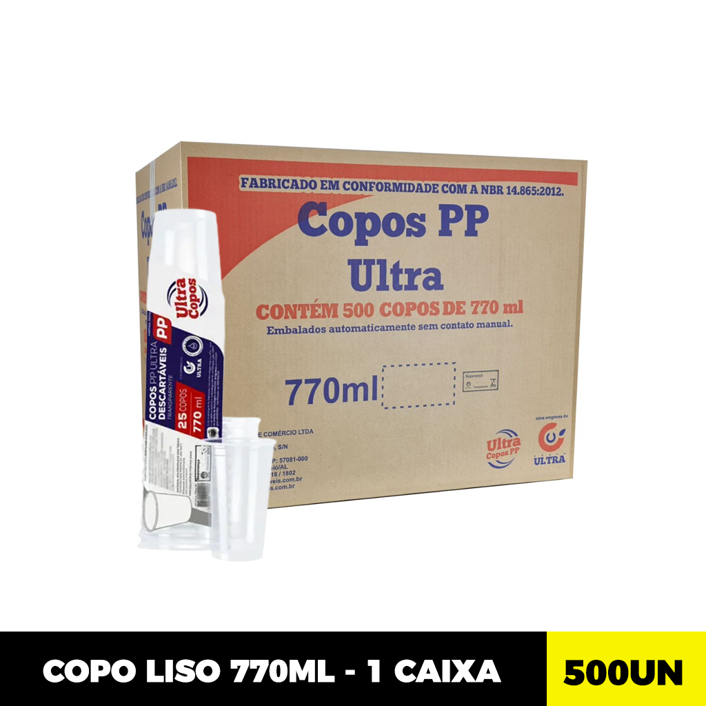 Copo Descartável de Plástico PP Ultra - 770ml Transparente caixa c/5
