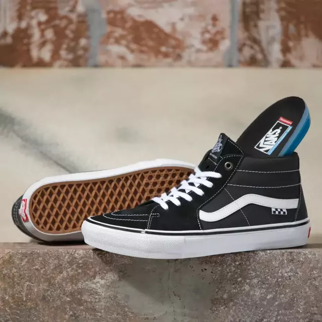 TÊNIS SKATE GROSSO MID BLACK WHITE EMO LEATHER