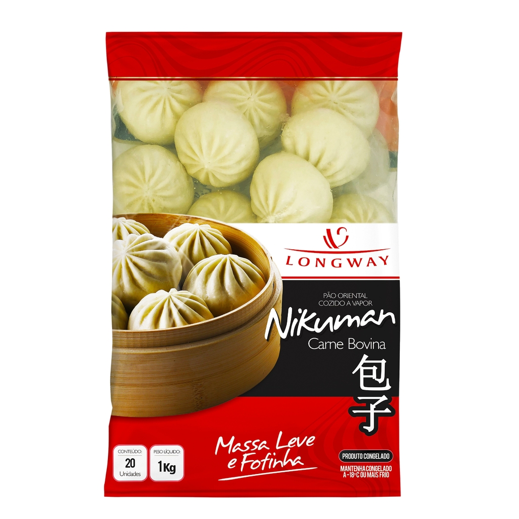 Pão Recheado de Carne Bovina Nikuman Longway 1kg