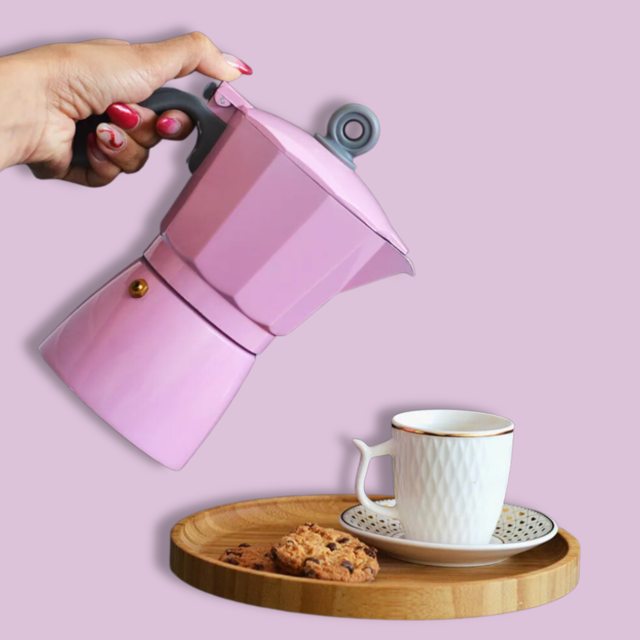 Cafeteira Italiana Moka Alumínio Rosa 6 Xícaras