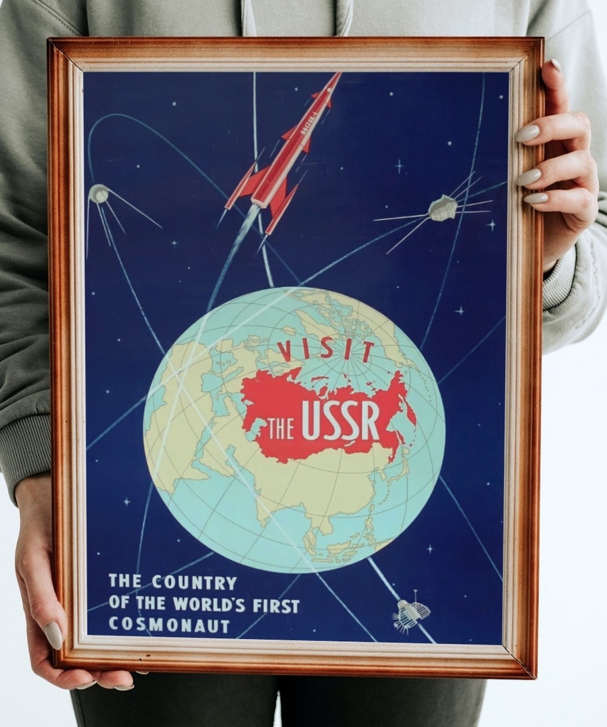 Pôster turístico da URSS. 1961. “Visit the USSR The country of th