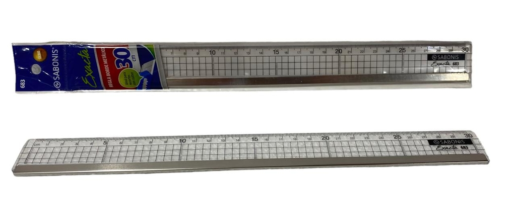 Regla De Plastico C Borde Metal 30 Cm Sabonis Mod 683