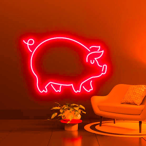 Luminária Neon Led Porquinho 50x45cm - Neon Types