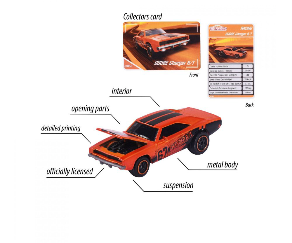 Miniatura Majorette 1/64 Majorette Dodge Charger R/T Racing