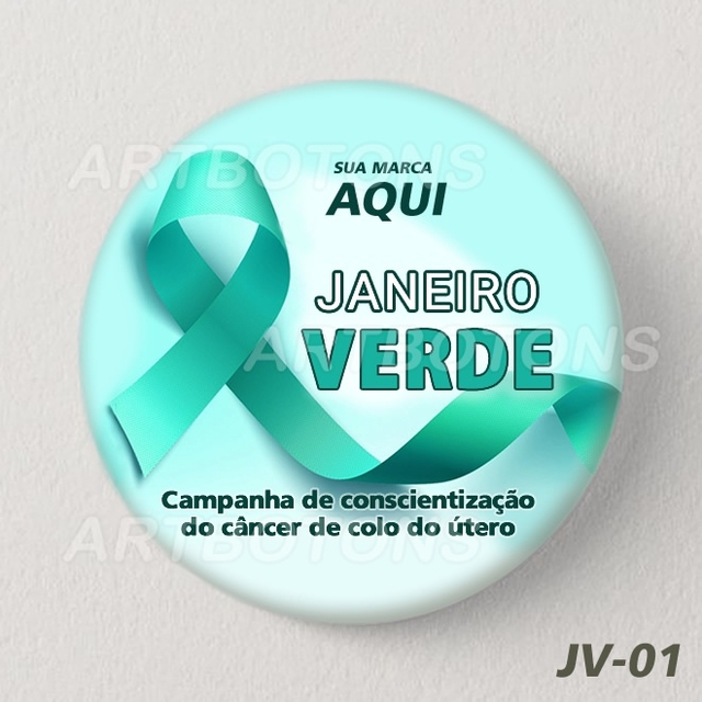 Boton - Janeiro verde campanha colo do útero Tm 3,5cm
