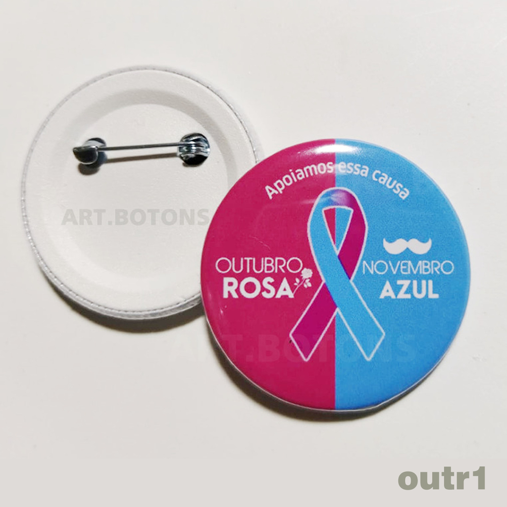 Botton broche personalizado campanha outubro rosa novembro Azul