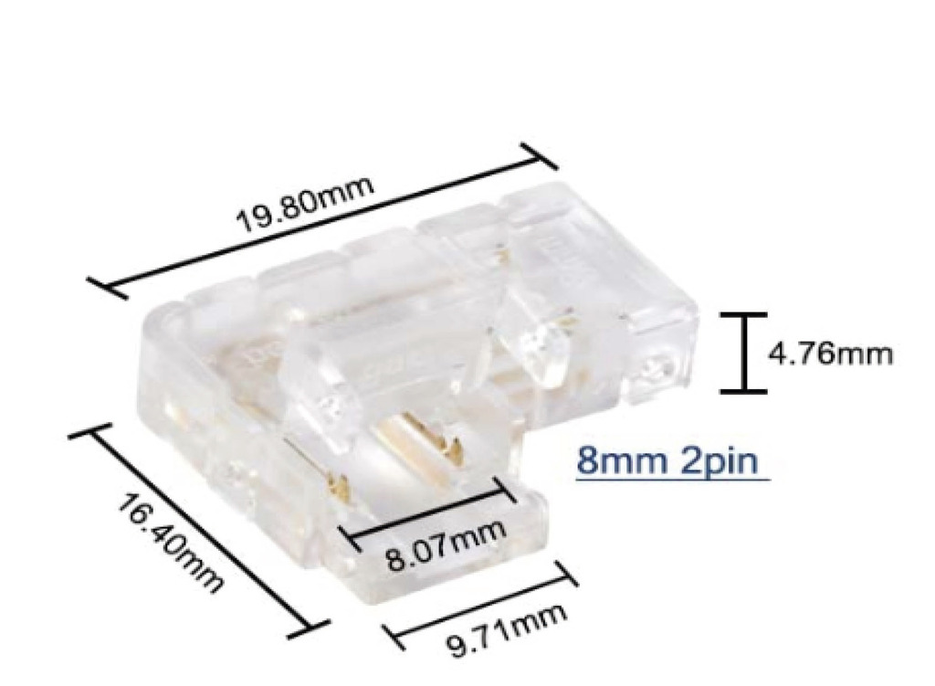 Conector Emenda para Fita Led COB 8mm 2 Vias sem fio em L 3332/691