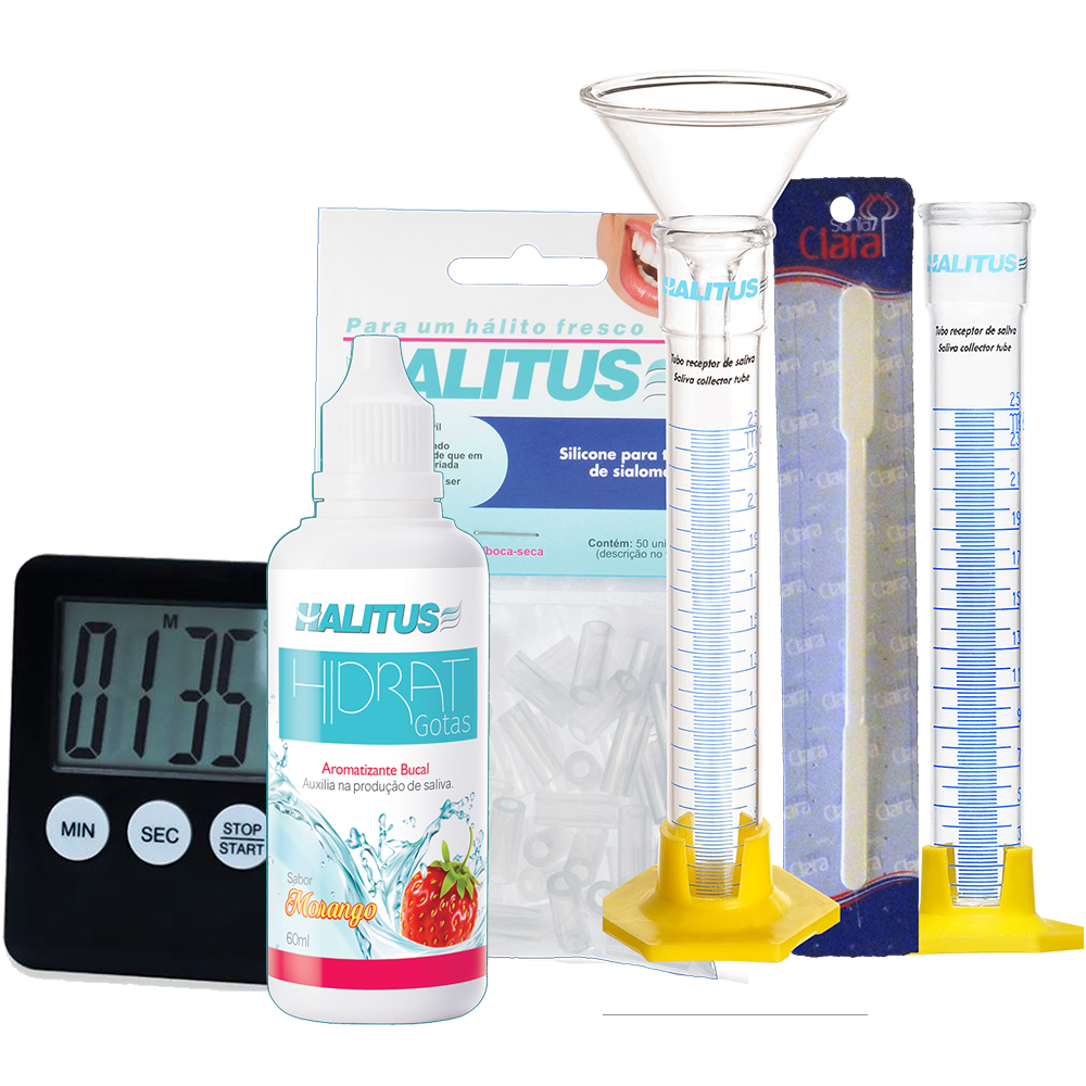 Kit de sialometria 2 (para medir a produção de saliva) com cronômet
