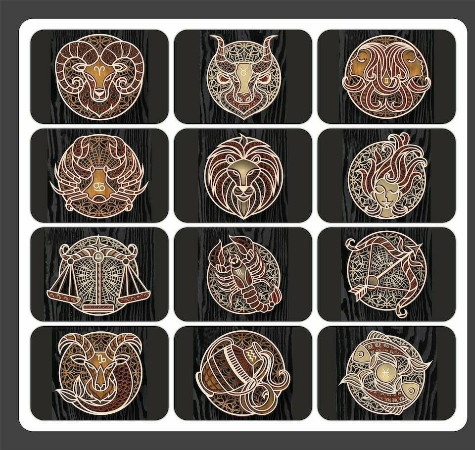 Vectores corte laser signos zodiacales