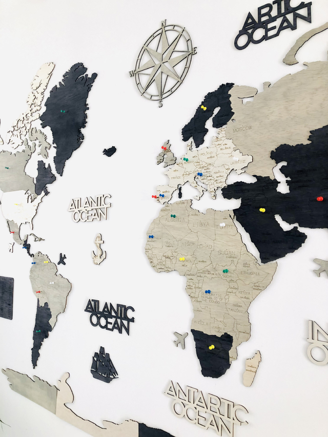 Mapa de madera del mundo para pared - Mapamundi