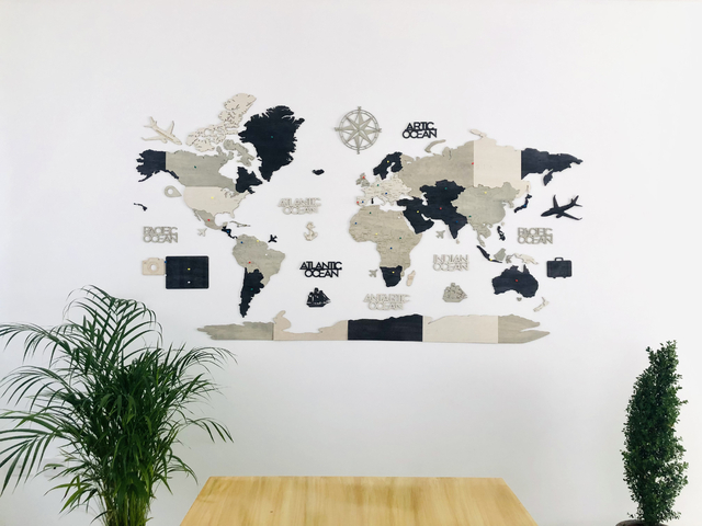 Mapa de madera del mundo para pared - Mapamundi