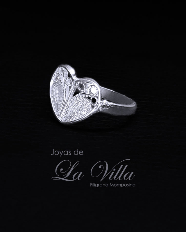 Anillo corazón sencillo. Filigrana Momposina Plata Ley 950
