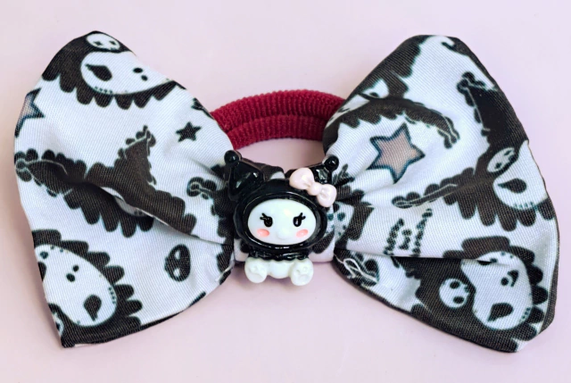 colita con moño para pelo scrunchies