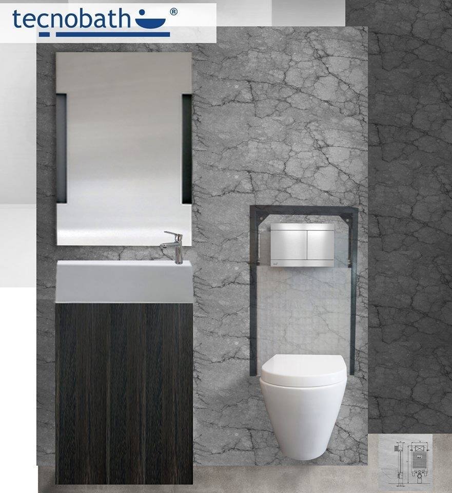 Paquete WC011 suspendido tanque y pulsador Vand