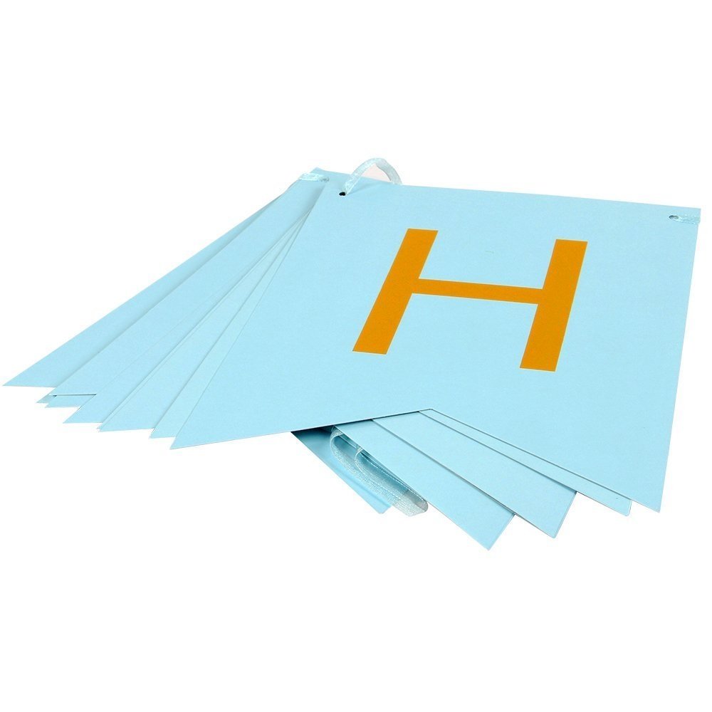 Banderines Azul Pastel Happy Birthday Letra Dorada | My XXX Hot Girl